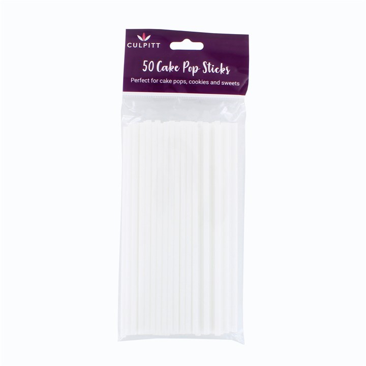 Culpitt White Round Plastic Cake Pop Lollipop Sticks - Pack of 50 ...
