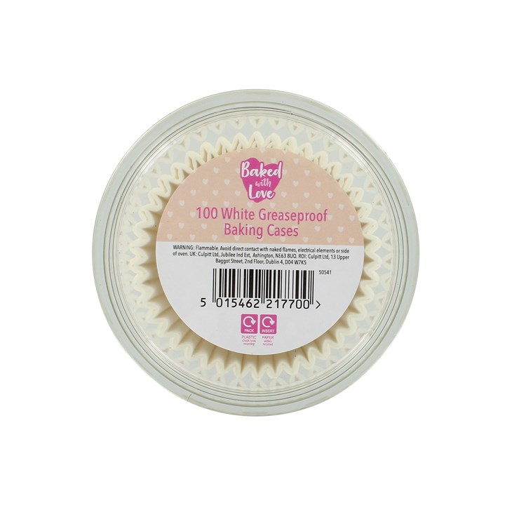 Baked with Love White Greaseproof Baking Cases - Pack of 100 | Craft ...