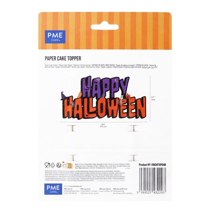 PME Paper Cake Topper -Happy Halloween | Craft Company