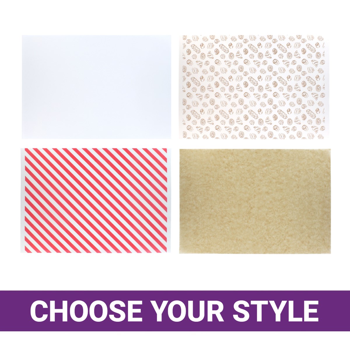 100 Greaseproof Liner Sheets Stripe Red 250x360mm | Craft Company